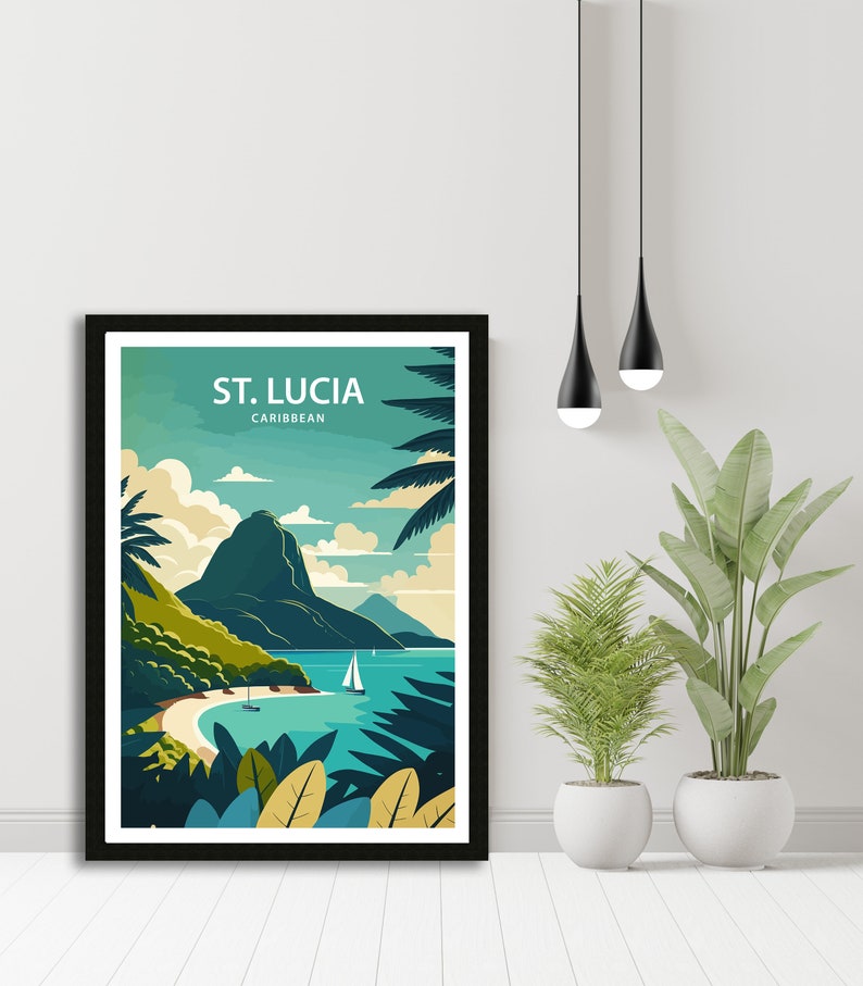 St Lucia Travel Print | St Lucia | St Lucia Print | St Lucia Art | St ...