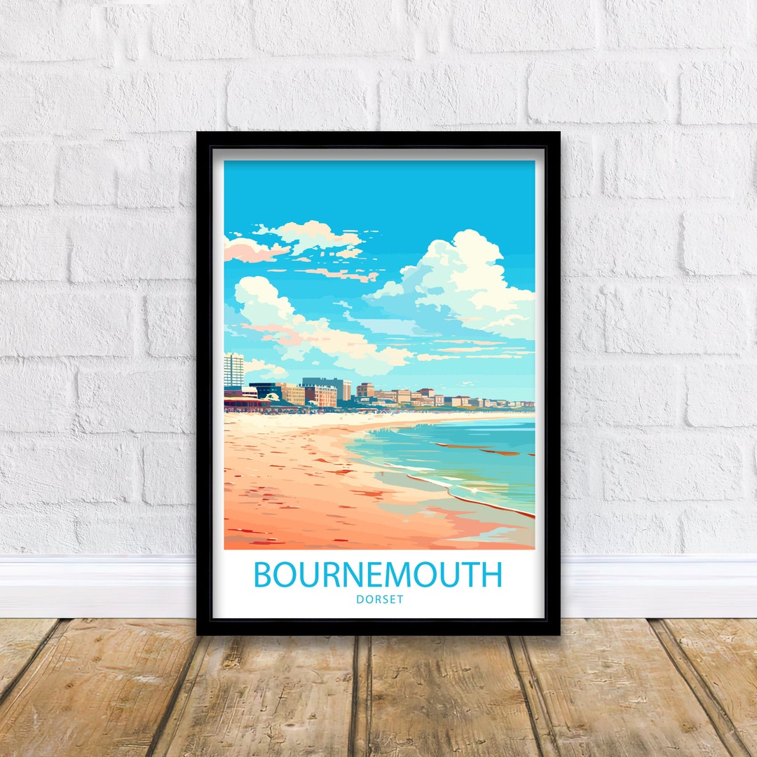 Bournemouth Beach Travel Print Bournemouth Wall Decor UK Bournemouth ...