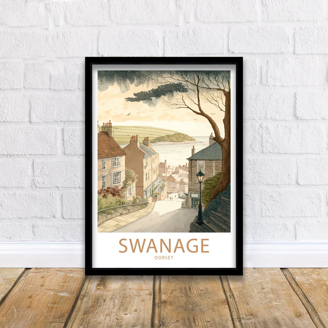 Swanage Travel Print Wall Art Swanage Dorset Travel Poster Gift Swanage ...