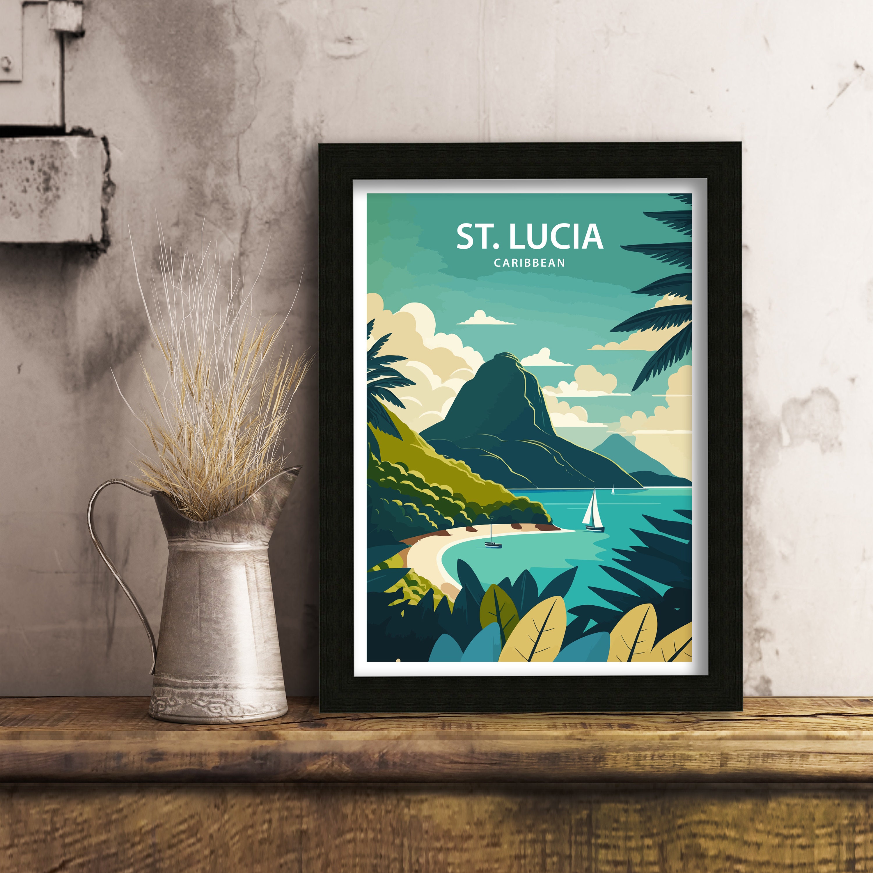 St Lucia Travel Print | St Lucia | St Lucia Print | St Lucia Art | St ...