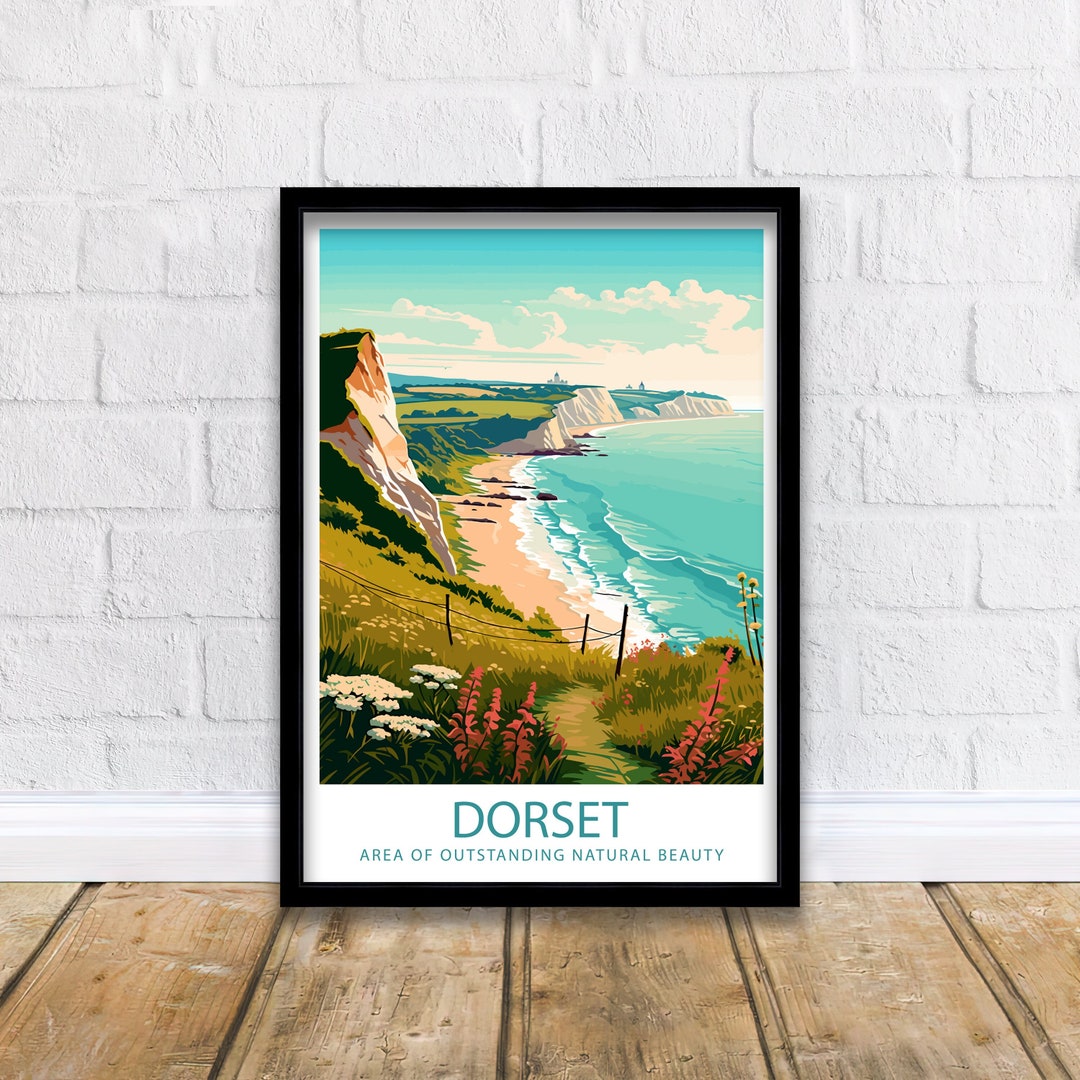 Dorset AONB Travel Print Dorset Wall Decor UK Dorset Art Dorset Wall ...