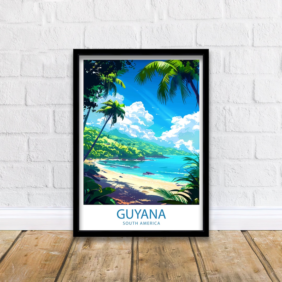 Guyana Digital Travel Print Guyana Wall Decor South America Guyana Art ...