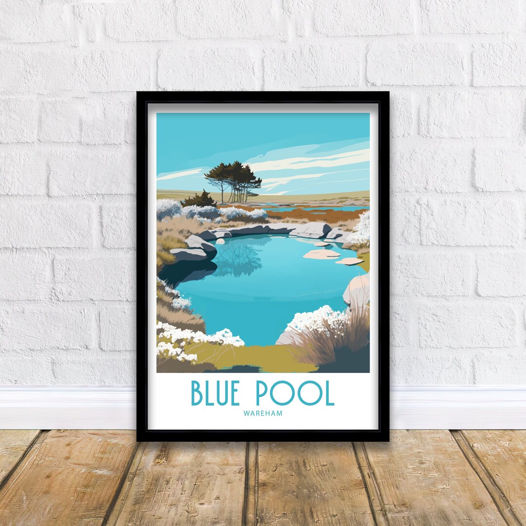 Blue Pool Travel Print Blue Pool Home Décor Blue Pool Dorset Art Print ...