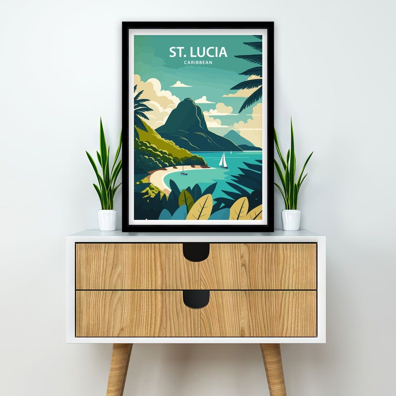St Lucia Travel Print | St Lucia | St Lucia Print | St Lucia Art | St ...