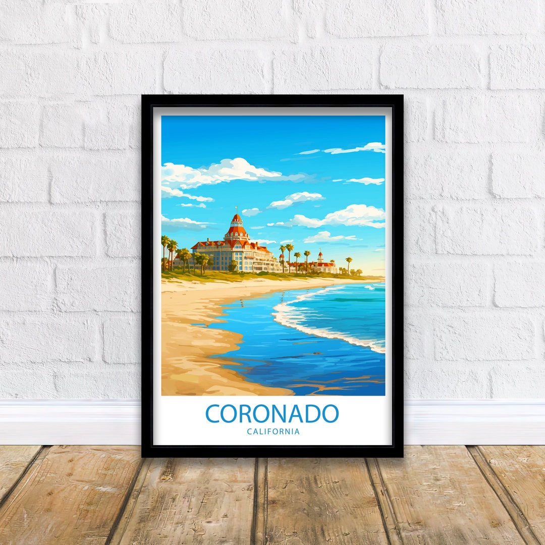 Coronado Beach Travel Print Coronado Wall Decor California Coronado Art ...