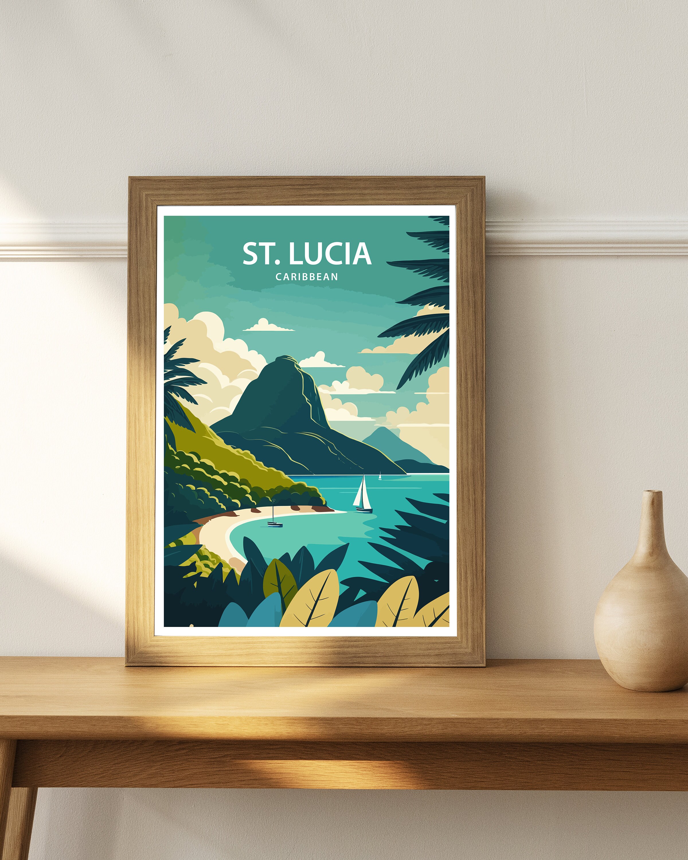 St Lucia Travel Print | St Lucia | St Lucia Print | St Lucia Art | St ...