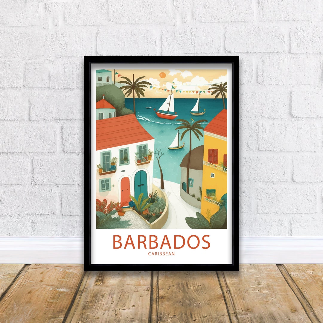 Barbados Caribbean Travel Print Wall Art Barbados Travel Poster Gift ...