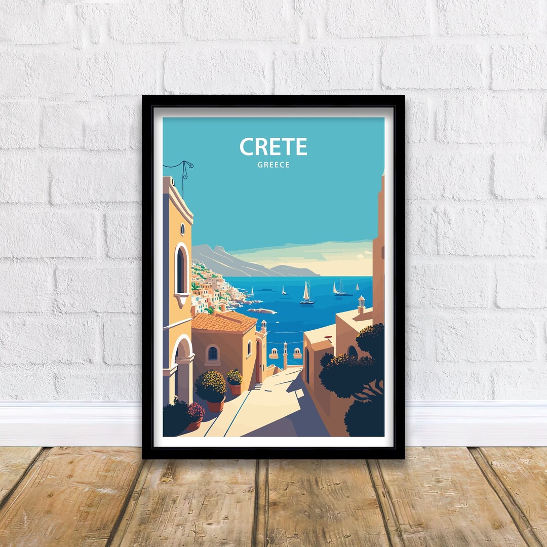 Crete Art Print | Crete Art Poster | Travel Poster | Greece Travel ...