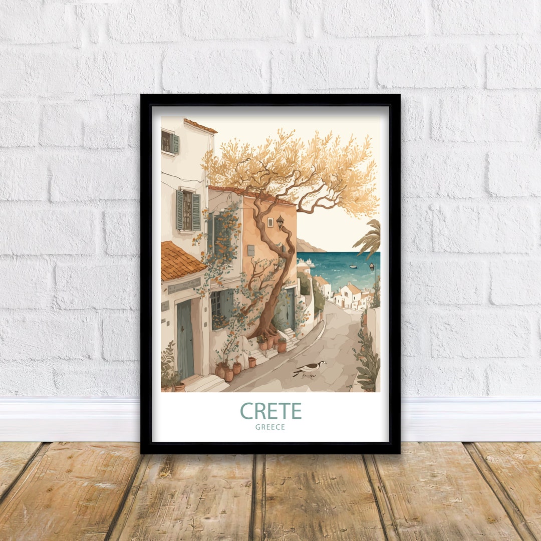 Crete Art Print | Crete Art Poster | Travel Poster | Greece Travel ...