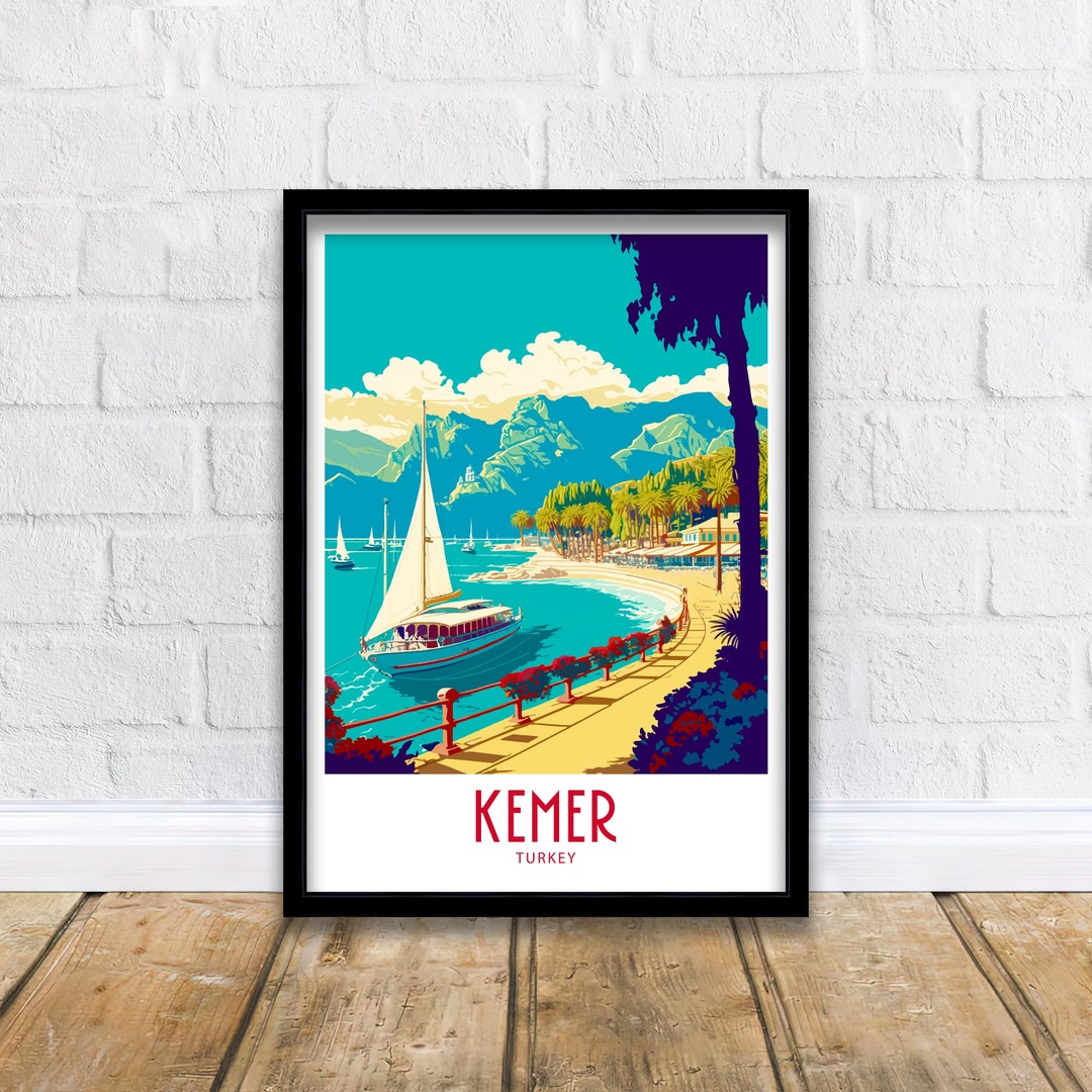 Kemer Travel Print Wall Art Kemer Turkey Travel Poster Gift Kemer ...