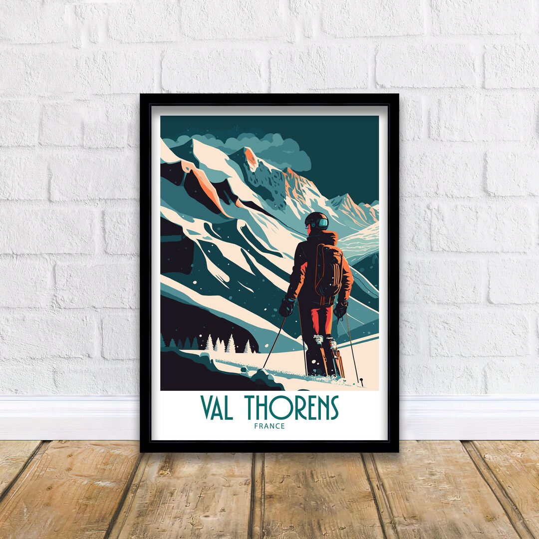 Val Thorens Ski Travel Print | Ski Poster | Ski Print | Skiing Posters ...