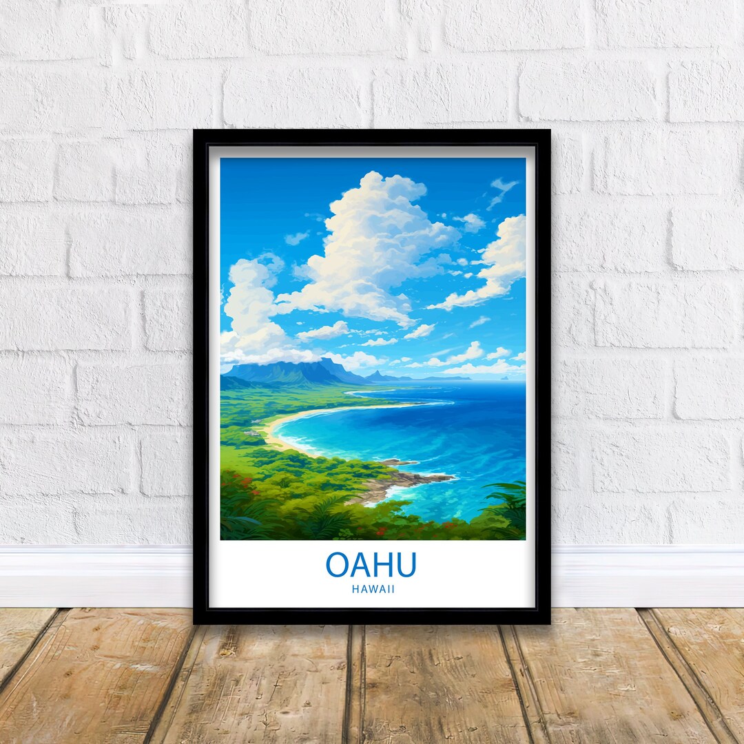 Oahu Travel Print Oahu Wall Decor Hawaii Oahu Art Oahu Wall Art Hawaii ...