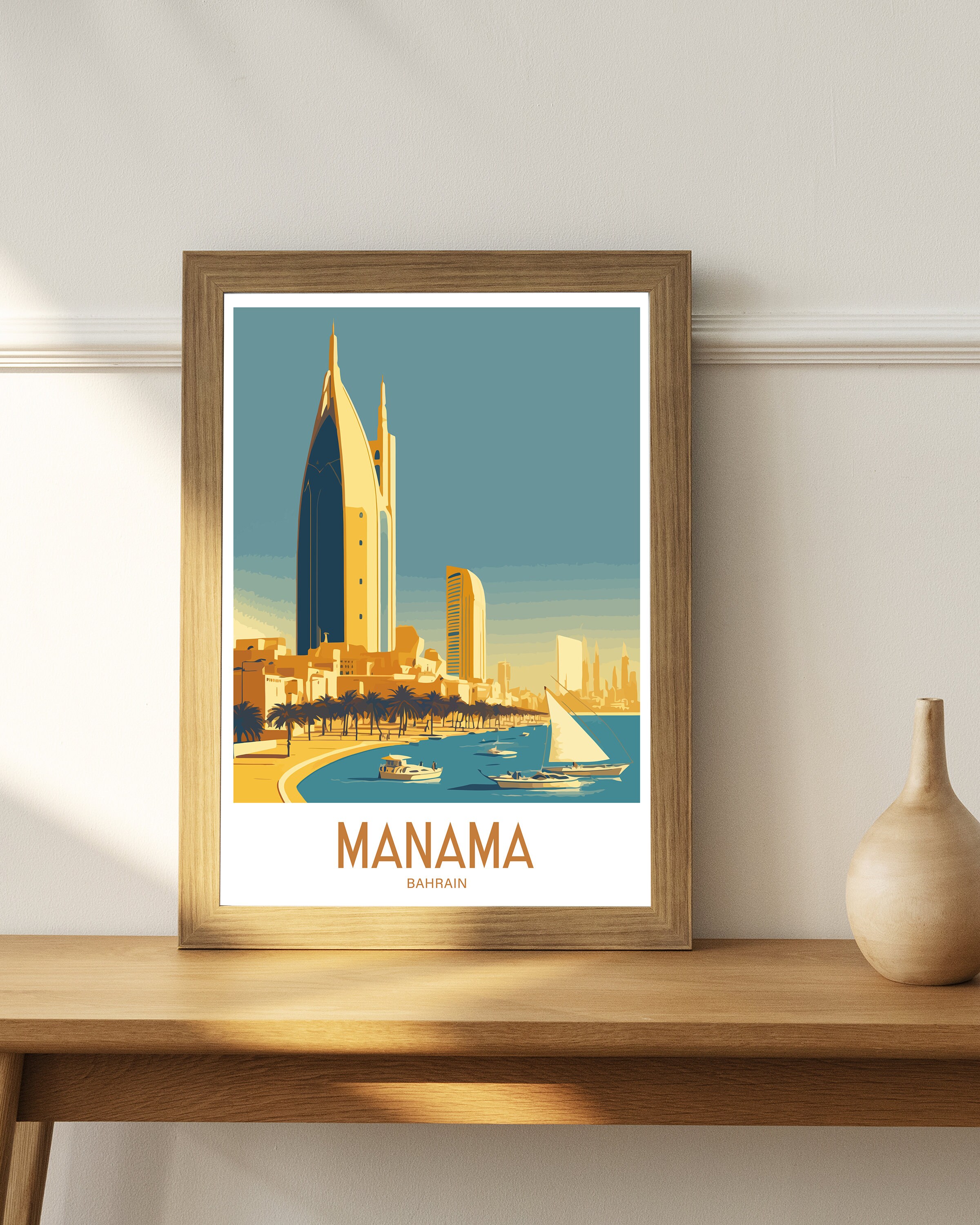 Manama Bahrain Travel Print Wall Art Manama Travel Poster Gift for ...