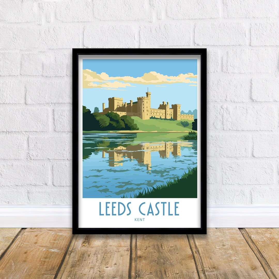 Leeds Castle Travel Print Leeds Castle Wall Decor UK Leeds Castle Art ...