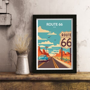 Route 66 Art Print | Route 66 | Route 66 Wall Decor| Route 66 Print ...