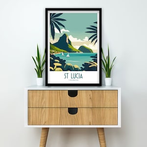 St Lucia Travel Print | St Lucia | St Lucia Print | St Lucia Art | St ...
