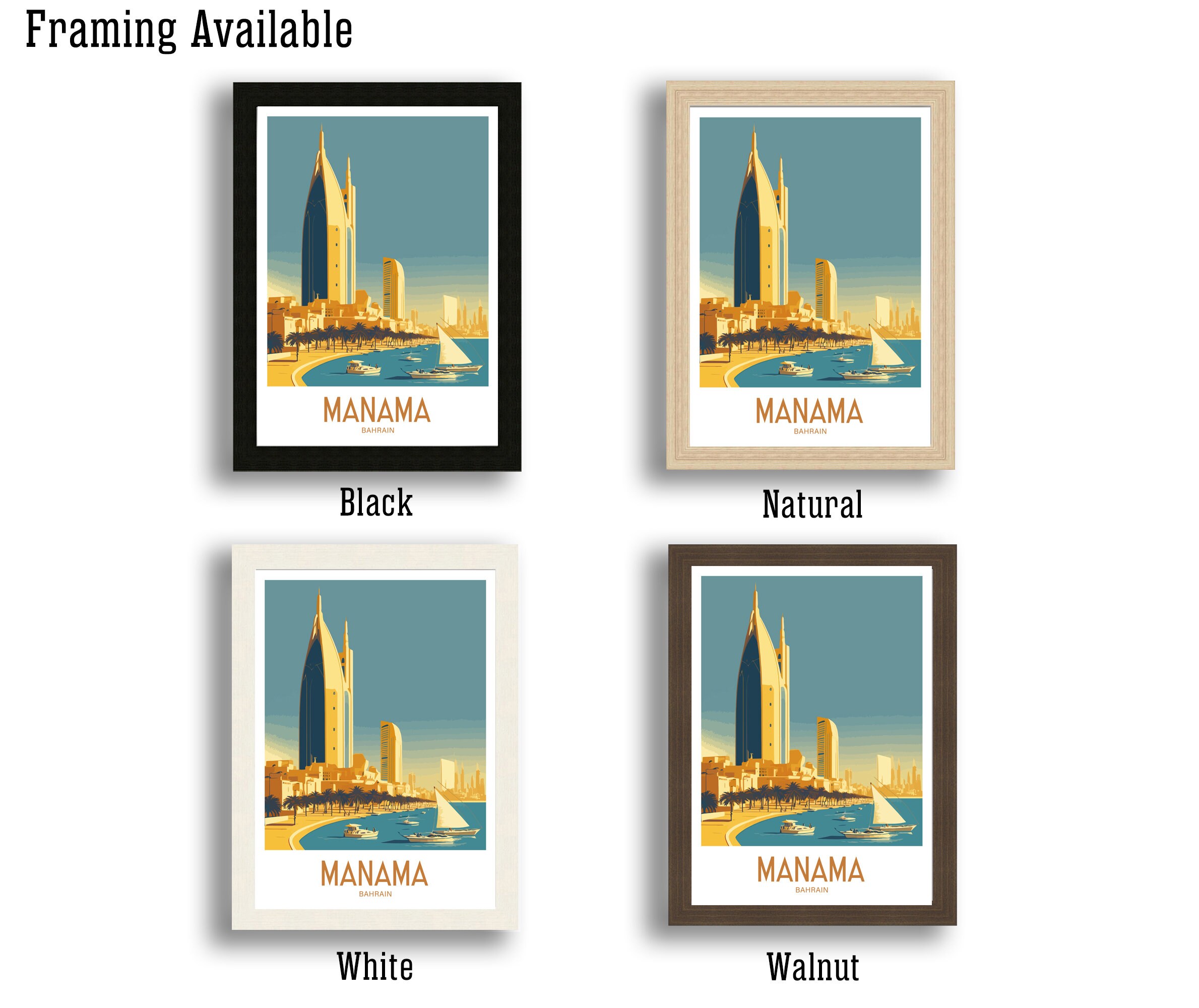 Manama Bahrain Travel Print Wall Art Manama Travel Poster Gift for ...