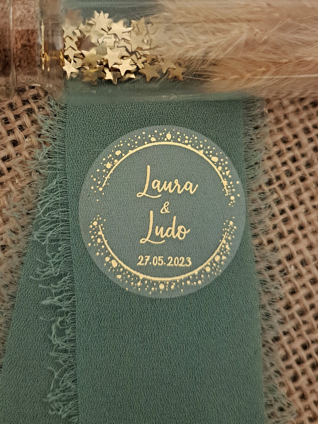 Personalized Round Golden Wedding Sticker Labels /round Wedding ...