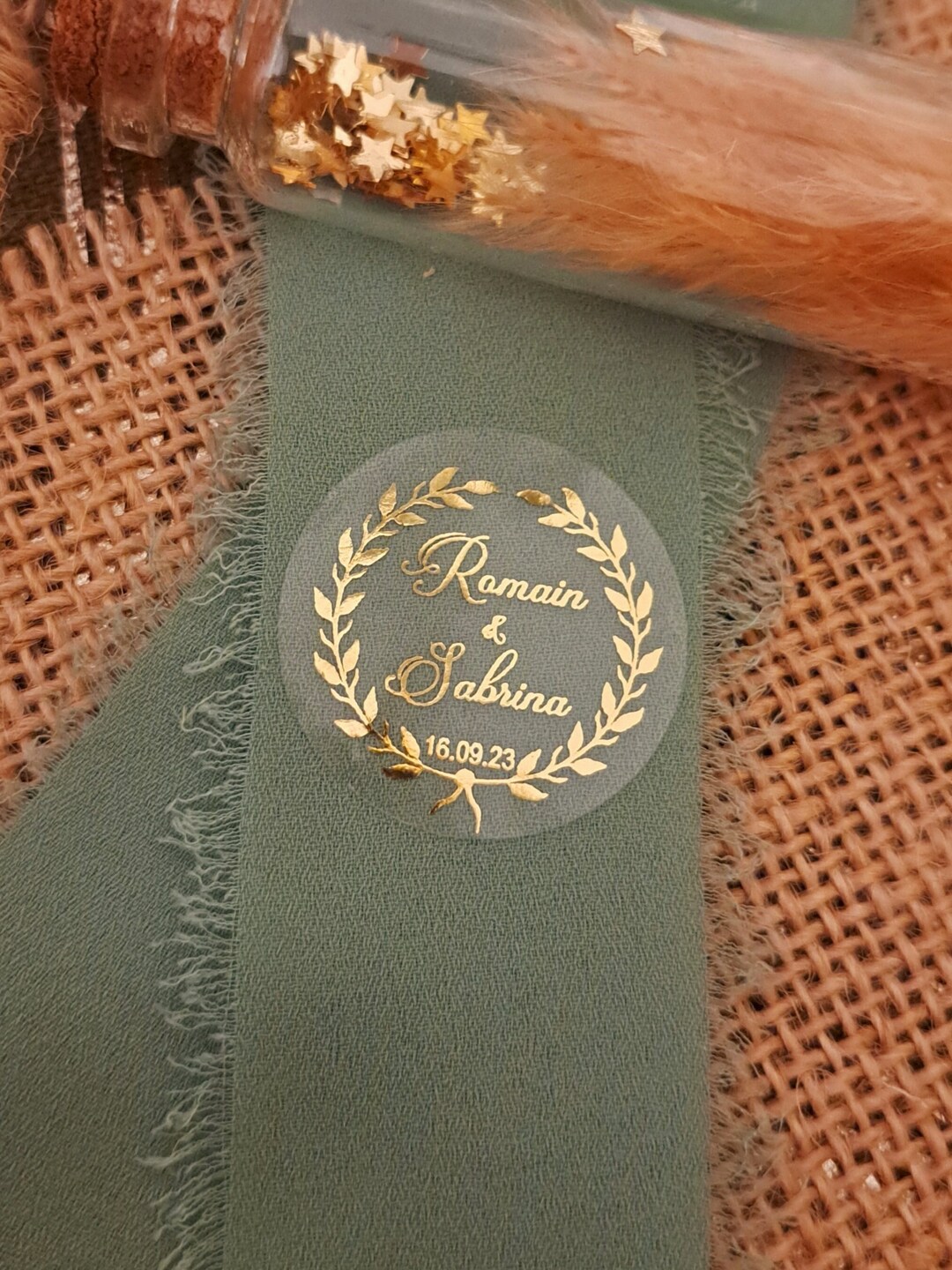 Personalized Round Golden Wedding Sticker Labels /round Wedding ...