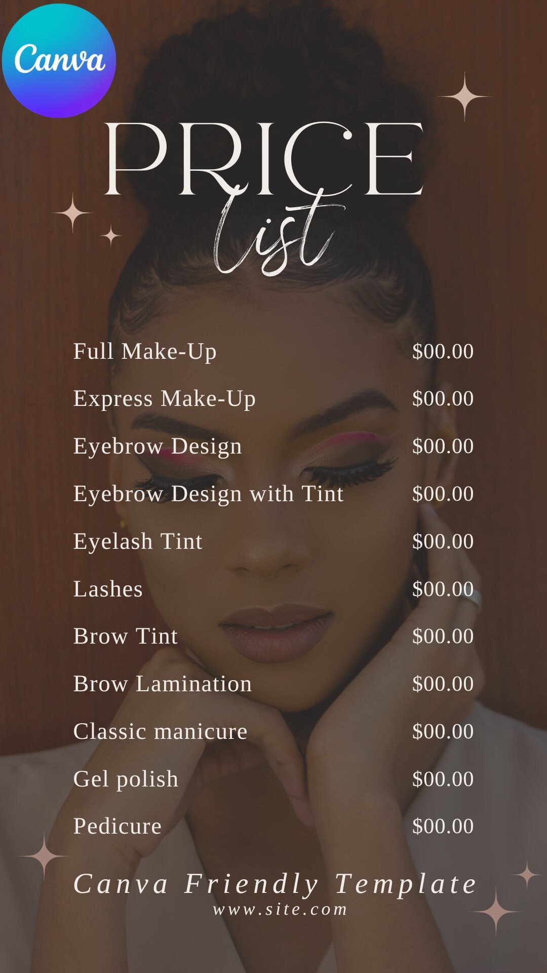 Makeup Price List | Editable Canva Template (digital Download) - Etsy