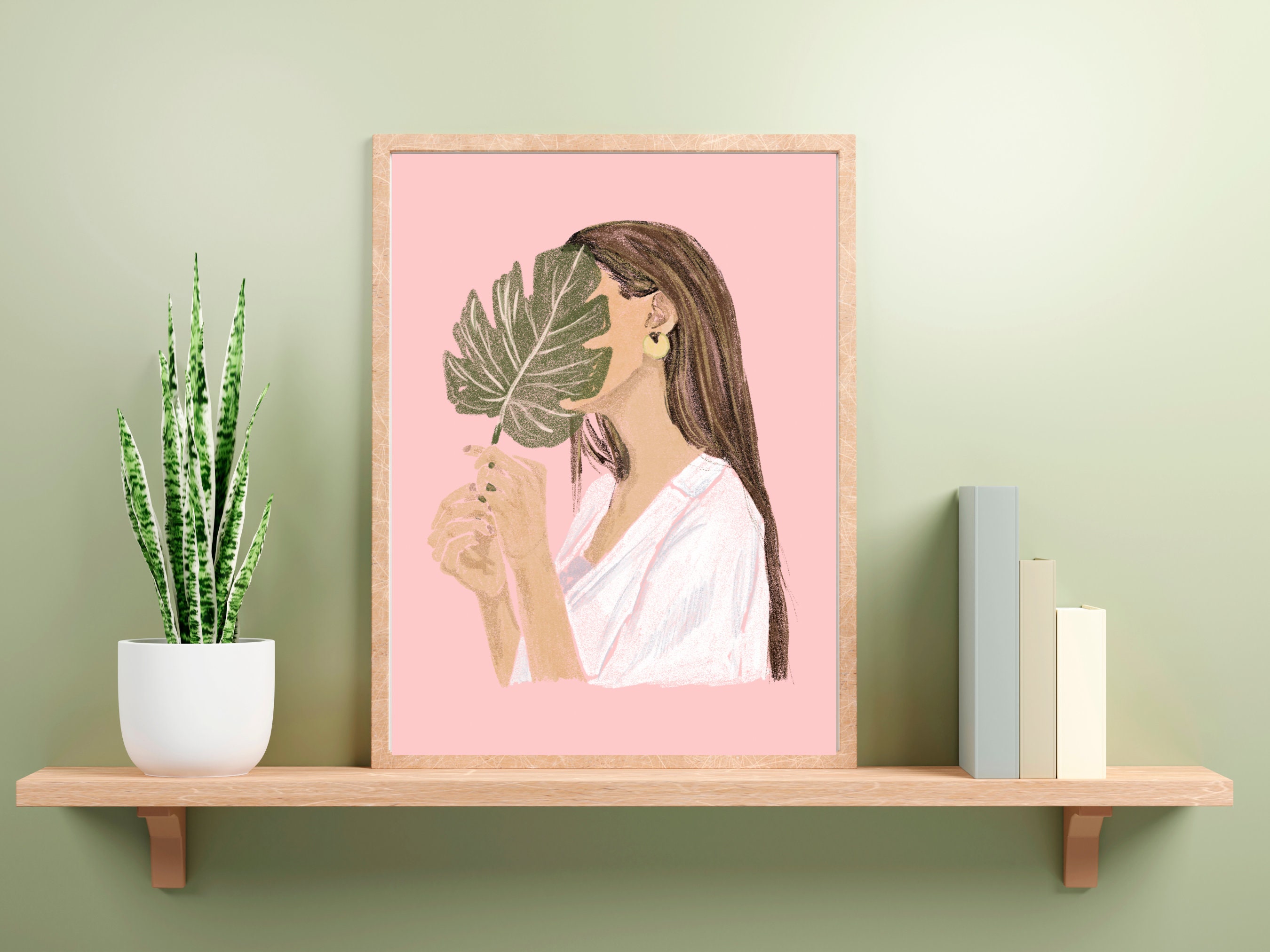 Monstera Girl | Pink Tropical Monstera | Plant Lover | Digital Print - Etsy