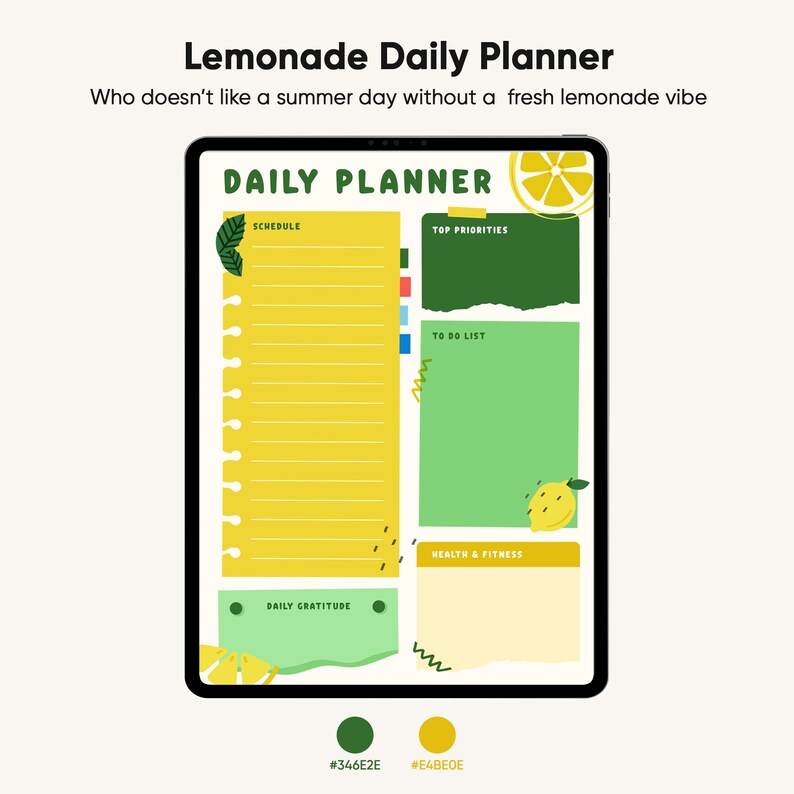 Digital Daily Planner Design Journal for iPad Summer Theme | Goodnotes ...