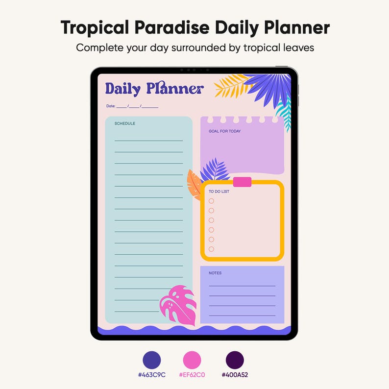 Digital Daily Planner Design Journal for iPad Summer Theme | Goodnotes ...