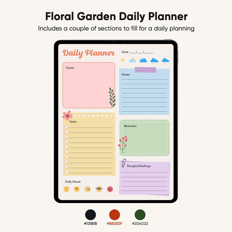 Digital Daily Planner Design Journal for iPad | Goodnotes Notability - Etsy
