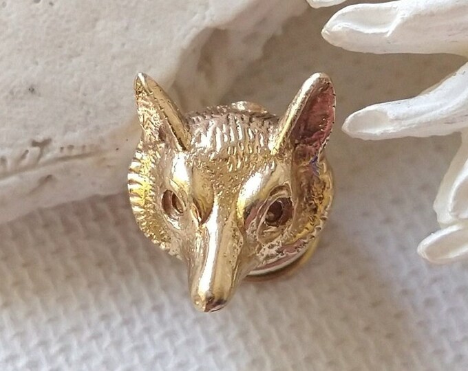 Vintage 14k Gold Fox Head Tie Tack Vintage Fox Tie Tack Hunting
