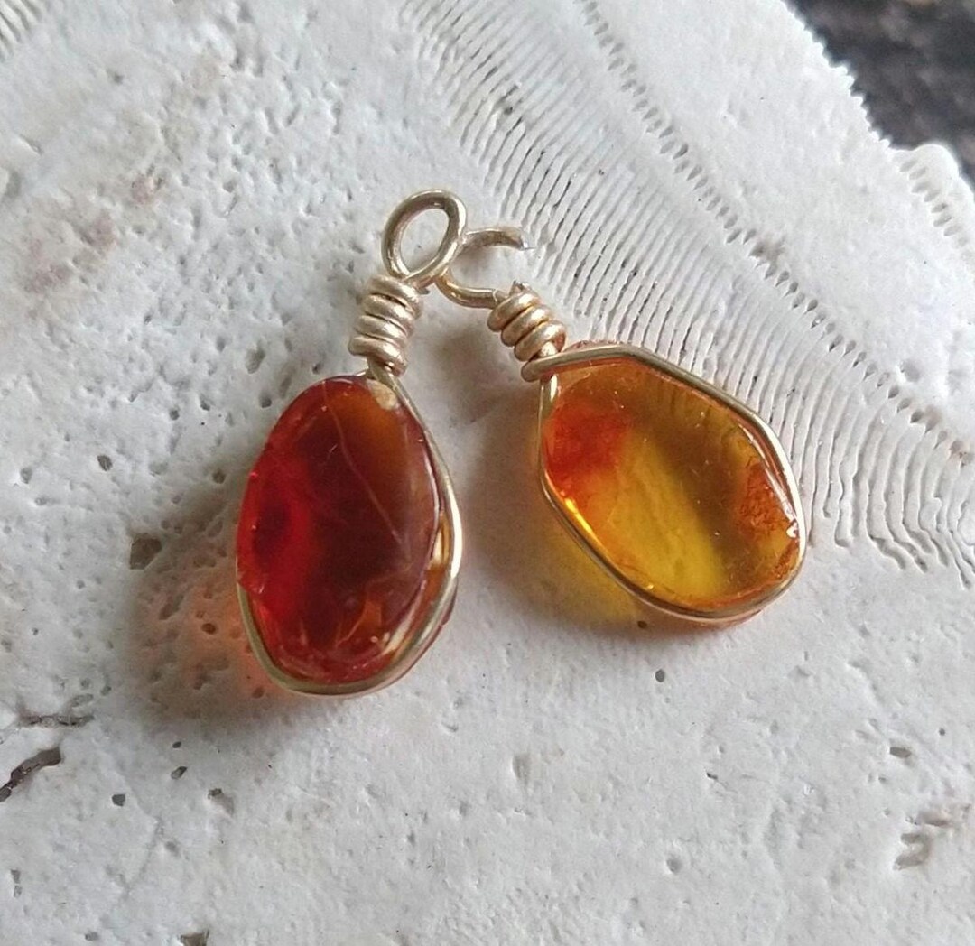 Vintage Gold Filled Wire Wrapped Orange Stone Charms, Vintage Charms - Etsy