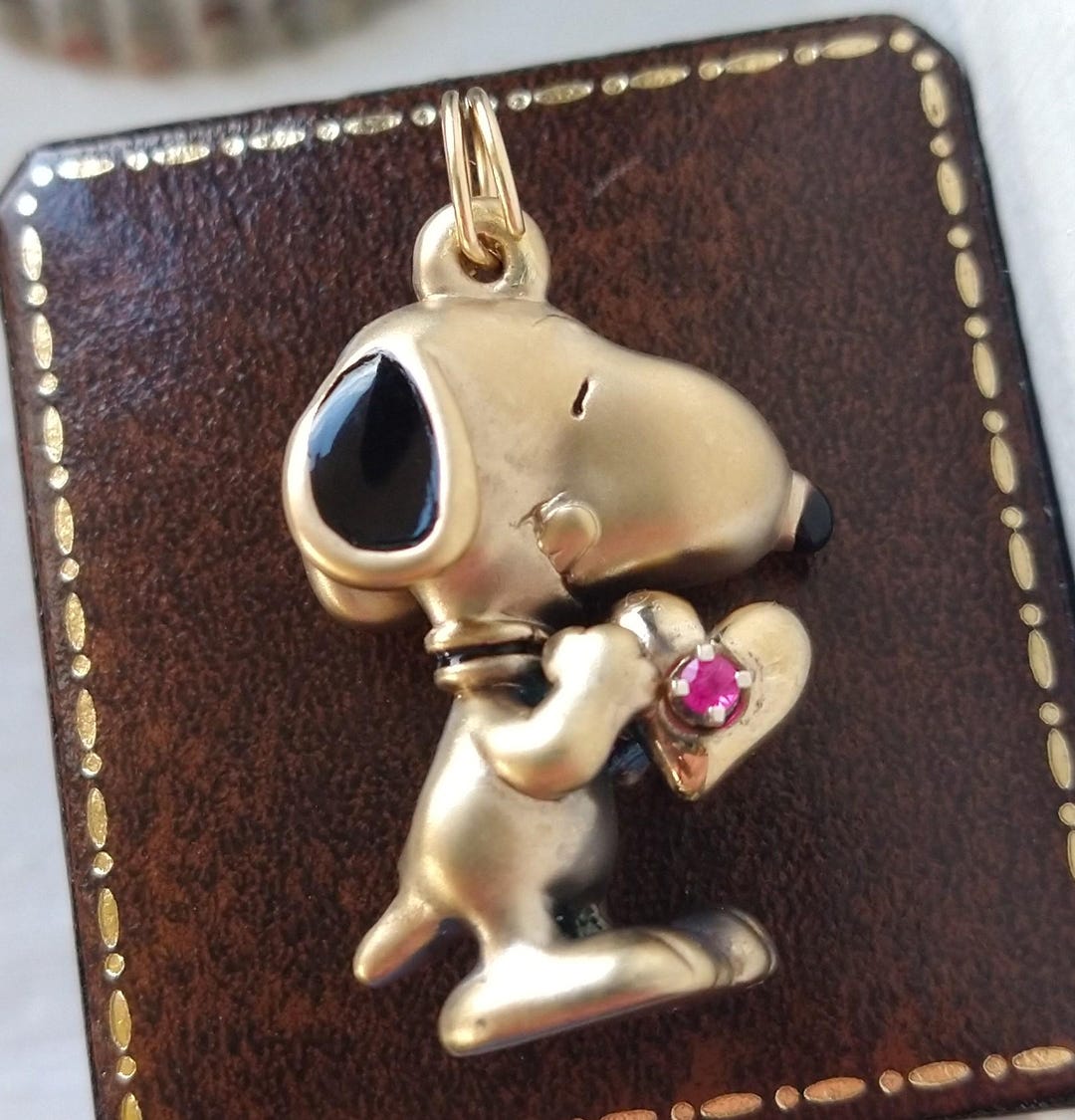 Vintage 14k Gold Enamel Snoopy Charm Pendant With Ruby, Vintage 14k ...