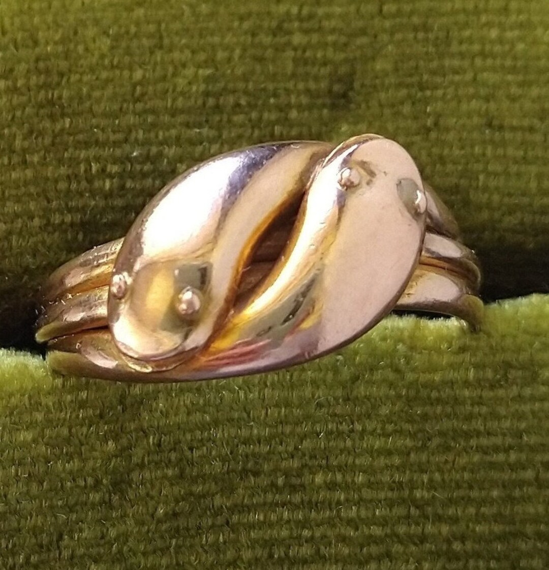 Antique Victorian 9ct Rose Gold Double Snake Ring, Antique Rose Gold ...