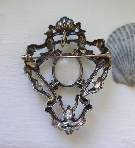 Vintage sterling silver Cini moonstone pendant brooch… - Gem