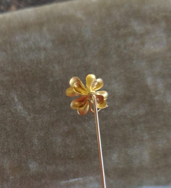 Antique art nouveau 10k gold shamrock stick pin with … - Gem