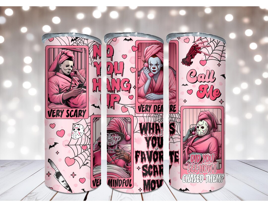 Pink Horror Movie Characters Tumbler 20 Oz Skinny - Etsy