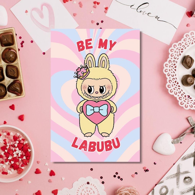 Tarjeta de San Valentín de Labubu / Monstruo lindo para San Valentín ...