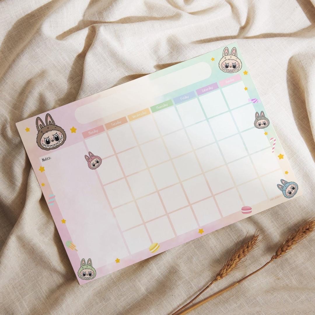 Niedliches Monster Labubu Kalender Druckbare Digitale Downloads ...