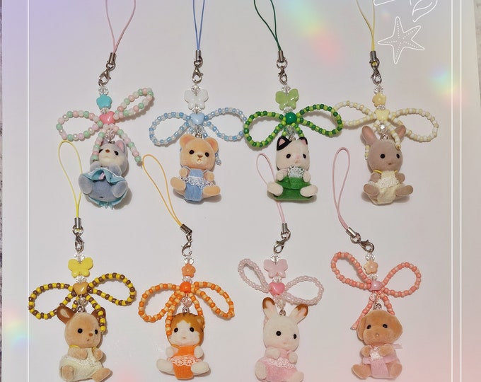 Sylvanian Babies Phone Charm Calico Critters Cute Animal Keychain ...
