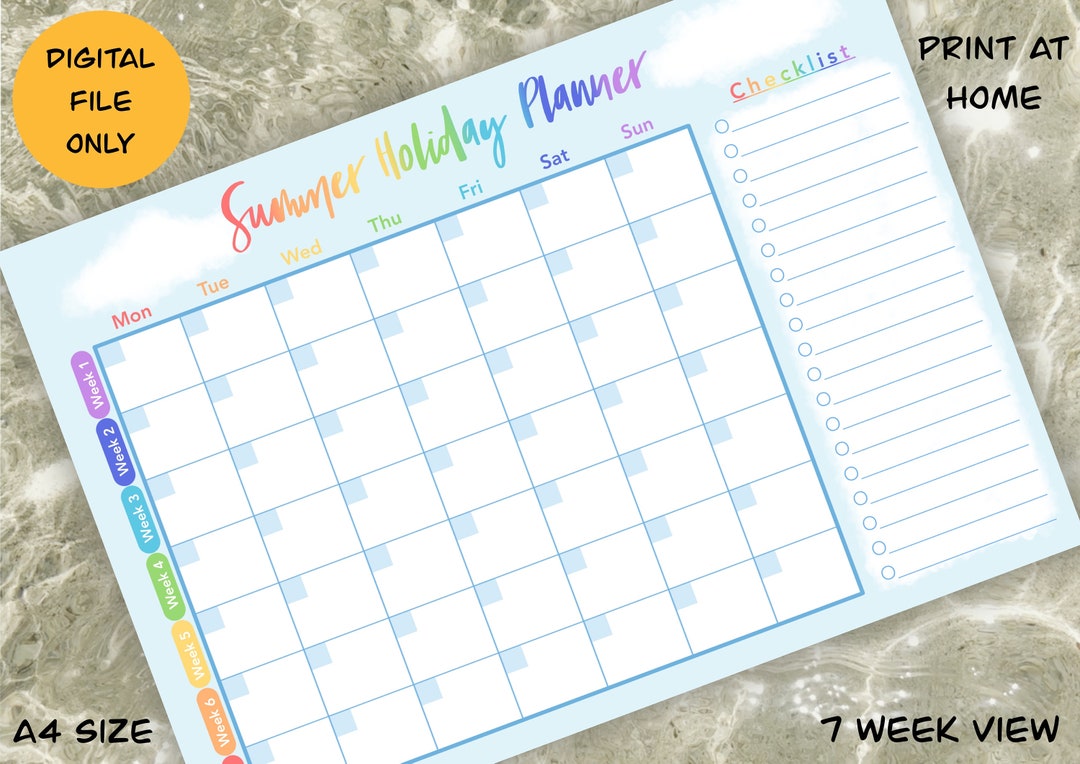 Printable Summer Holiday Planner | UK Summer Holiday Calendar | School ...