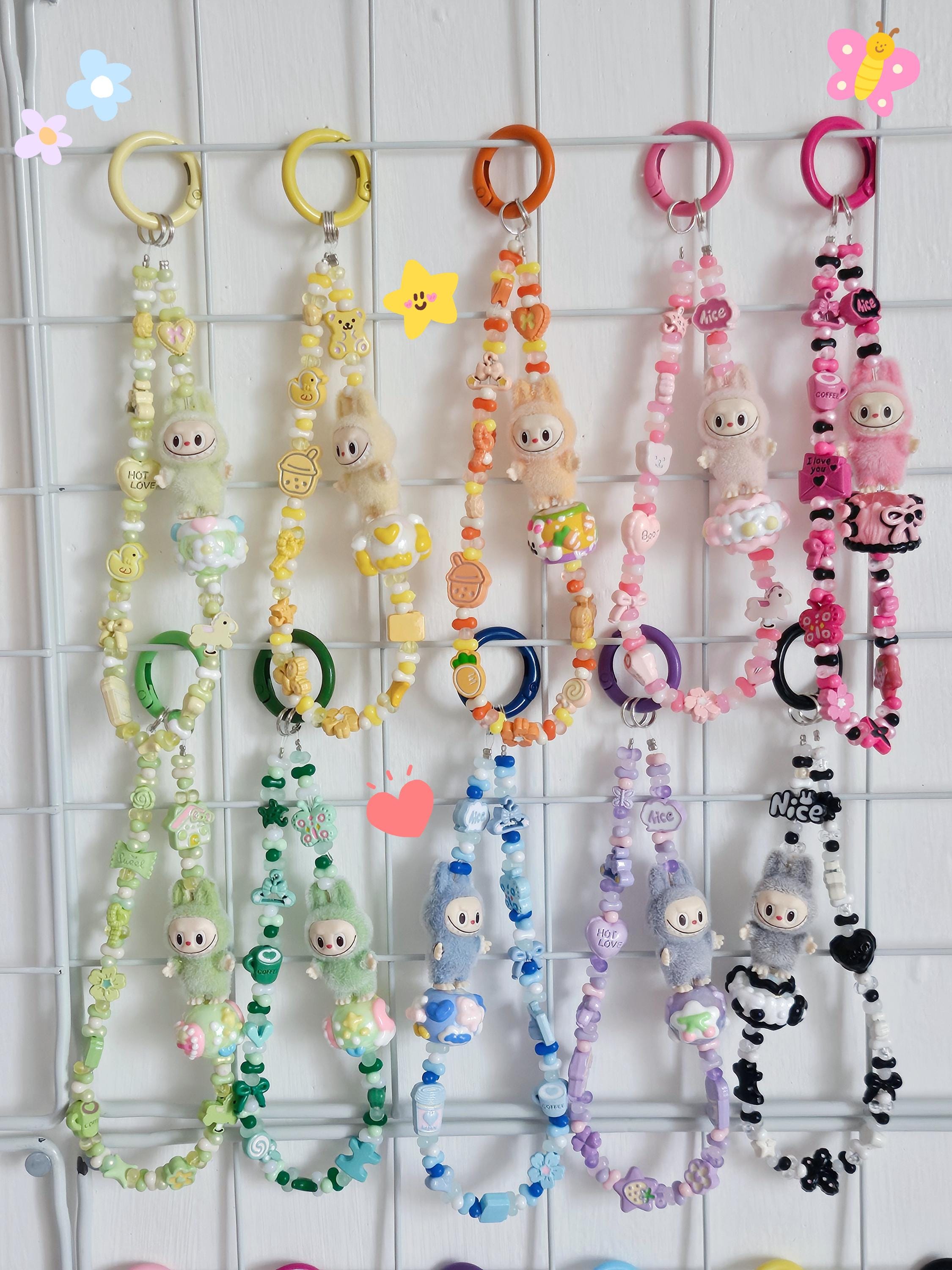 Labubu Beaded Phone Strap Phone Accessory Beaded Phone Charm Phone ...