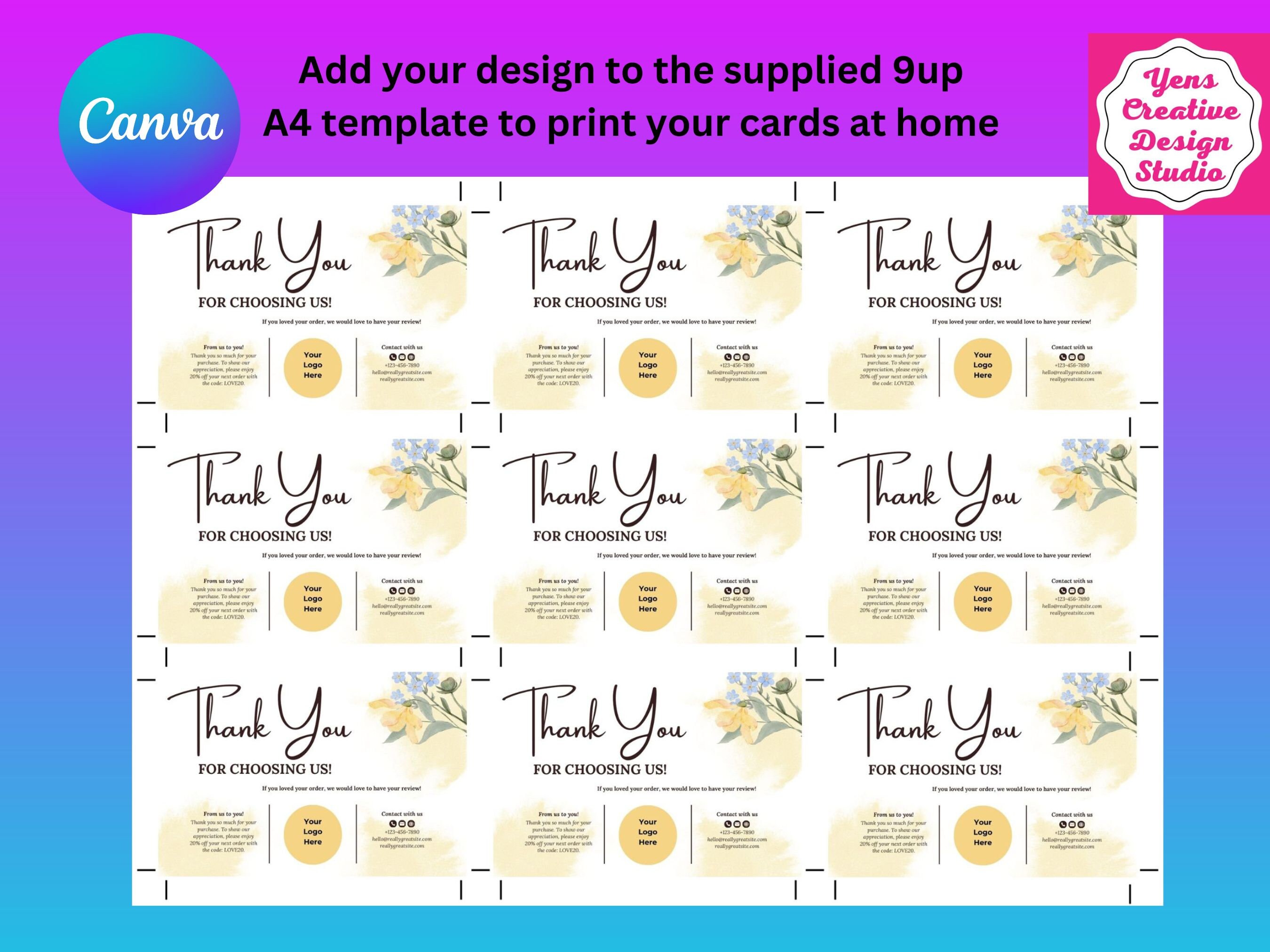 Thank You Card Editable Canva Template Printable Thanks for Your ...