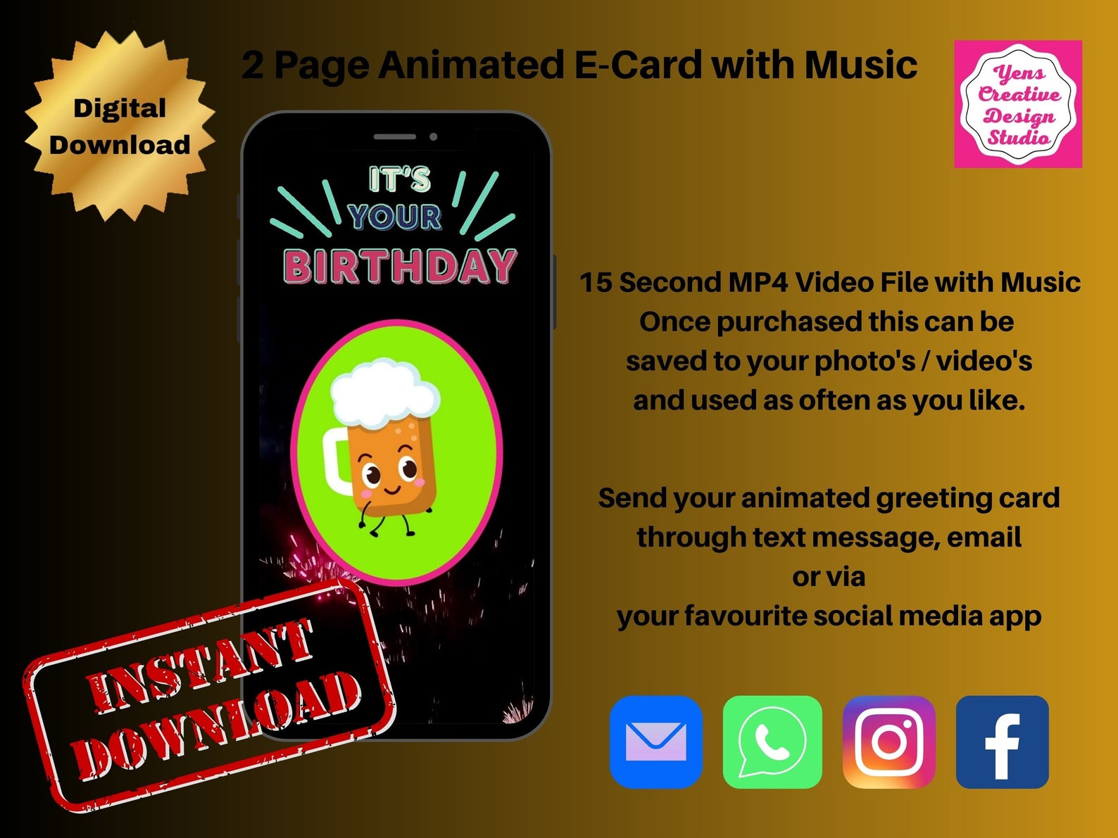 Animated Birthday E-card Birthday Video Card - Etsy UK