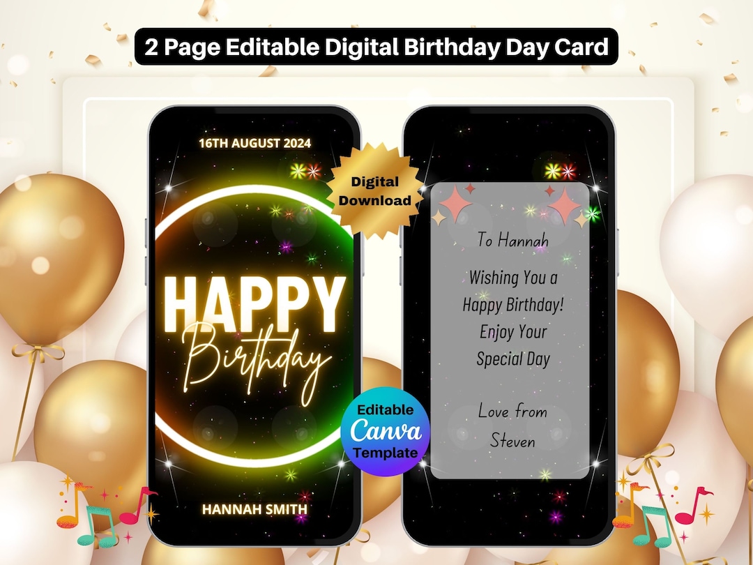 Animated Birthday E-card Template Editable Birthday Video Card Editable ...