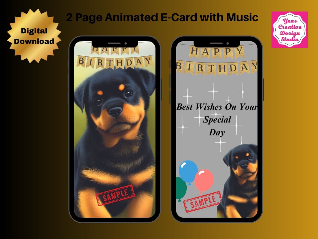 Rottweiler Birthday Card Video E-card Animated Rottweiler Birthday ...