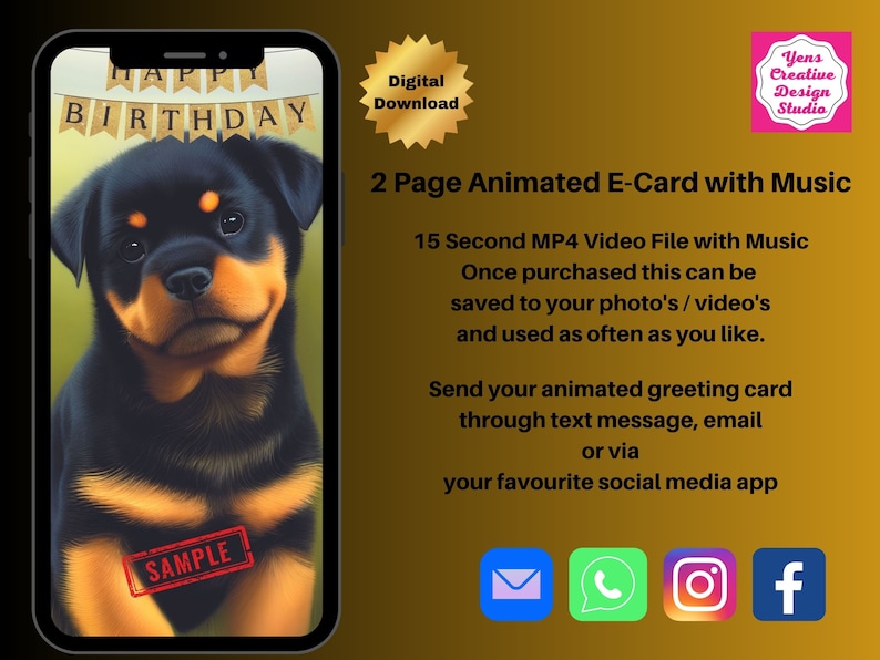 Rottweiler Birthday Card Video E-card Animated Rottweiler Birthday ...