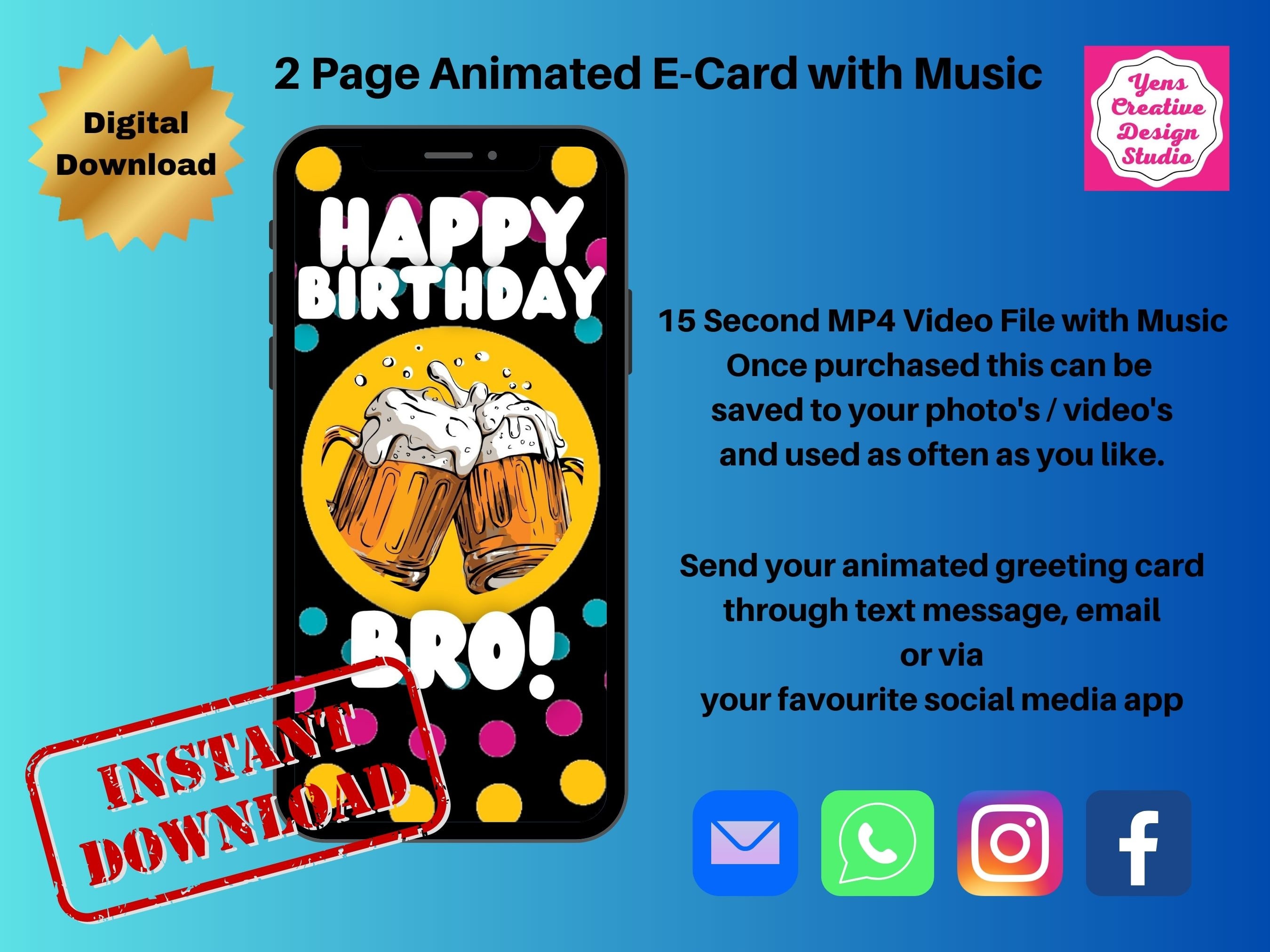 Animated Brother Birthday E-card Birthday Video Card - Etsy