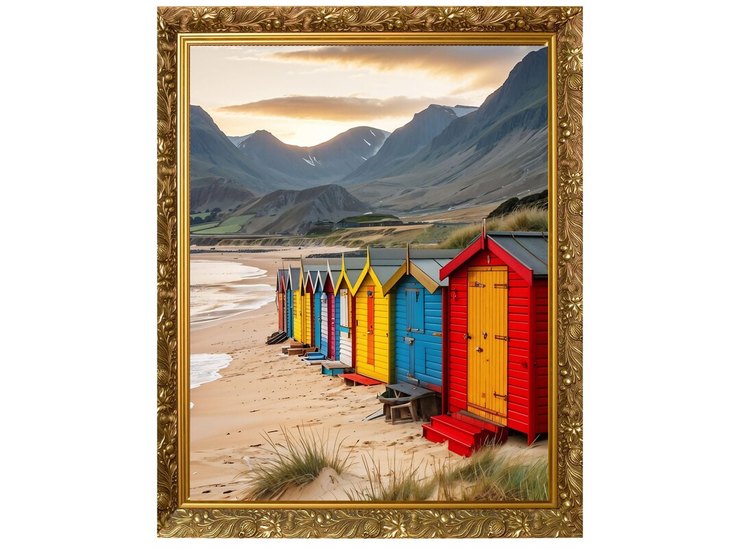 Downloadable Colourful Beach Huts Print - Beach Huts Art, Instant ...