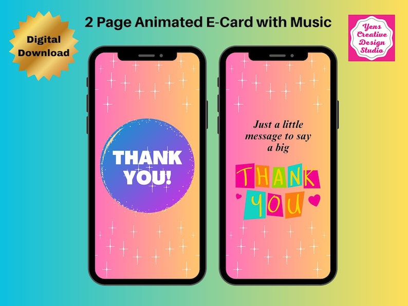 Animated Thank You Card E-card Thank You Video Card - Etsy