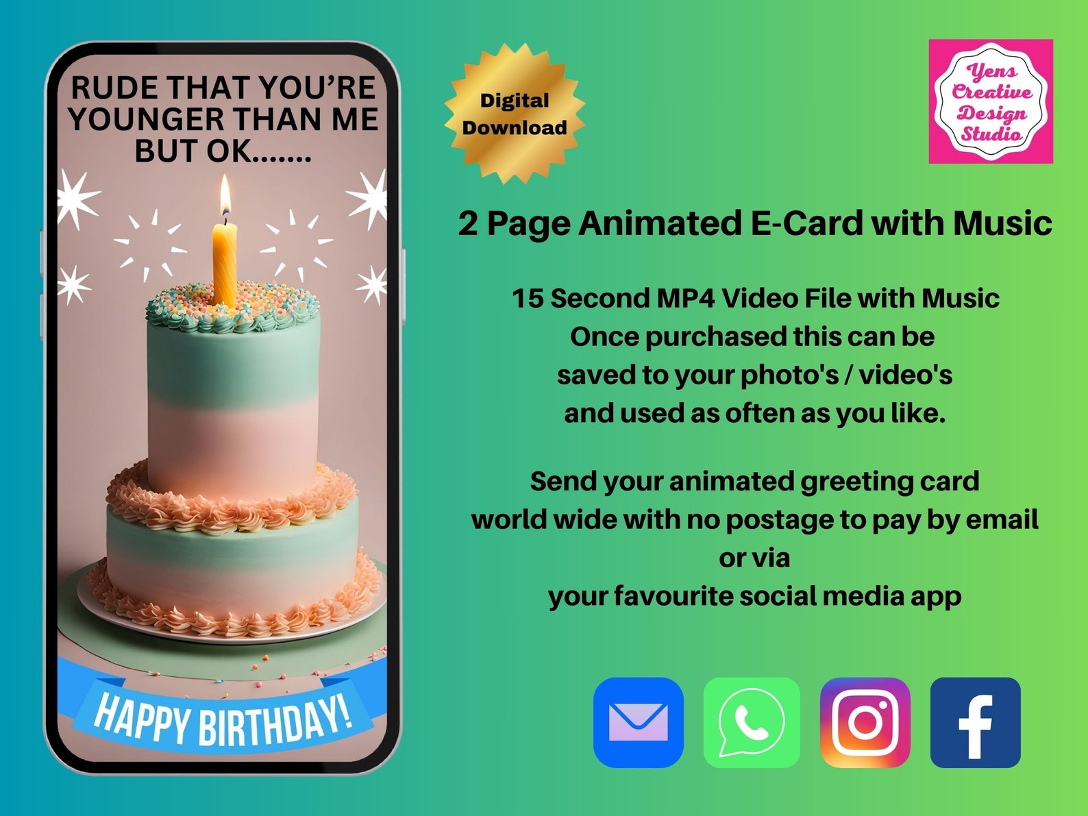Animated Funny Birthday E-card Birthday Video Card - Etsy