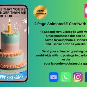 Animated Funny Birthday E-card Birthday Video Card - Etsy